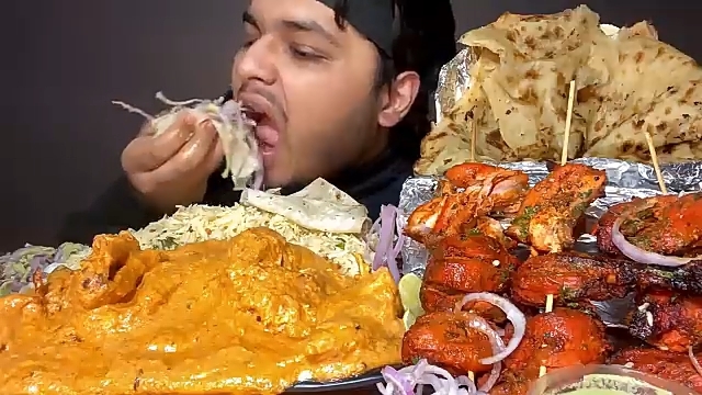 INDIAN BUTTER CHICKEN & BUTTER NAAN WITH TANDOORI CHICKEN | MUKBANG ...
